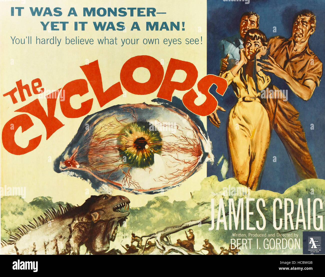 THE CYCLOPS, from left: James Craig, Gloria Talbott, Tom Drake, 1957 ...