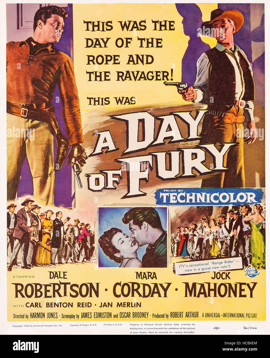 A DAY OF FURY, topl-r: Dale Robertson, Jock Mahoney, bottom l-r: Mara ...