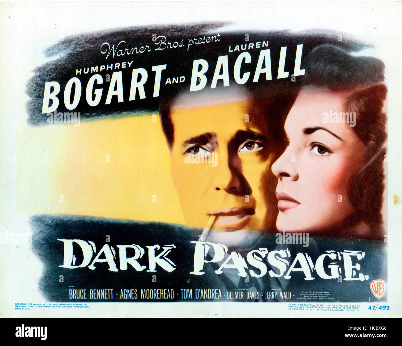 DARK PASSAGE, US poster, from left: Humphrey Bogart, Lauren Bacall on ...