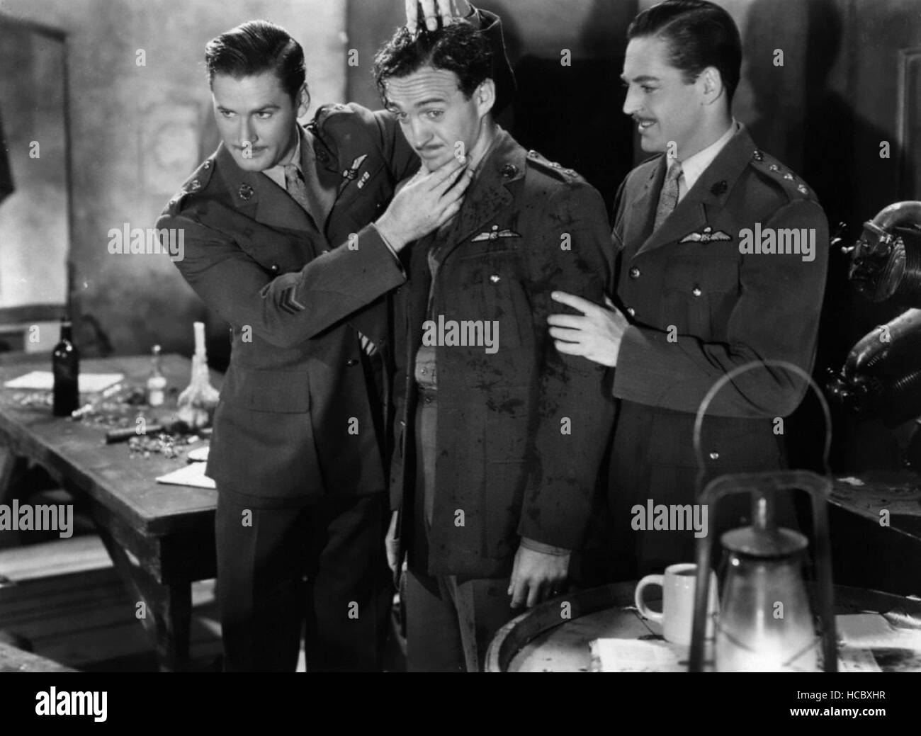 THE DAWN PATROL, from left: Errol Flynn, David Niven, Michael Brooke ...