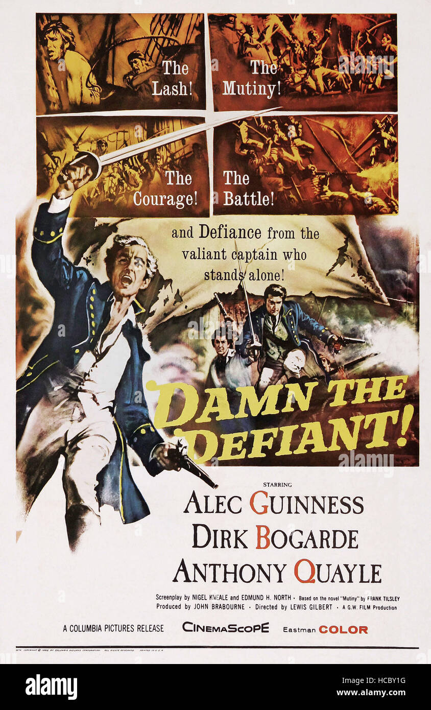 DAMN THE DEFIANT!, (aka H.M.S. DEFIANT), US poster art, Alec Guinness ...