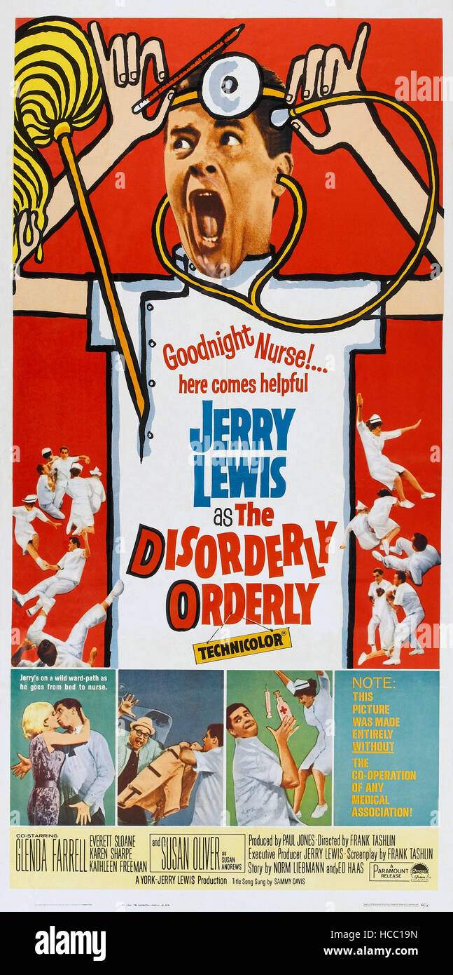 THE DISORDERLY ORDERLY, US poster, Jerry Lewis, 1964 Stock Photo - Alamy