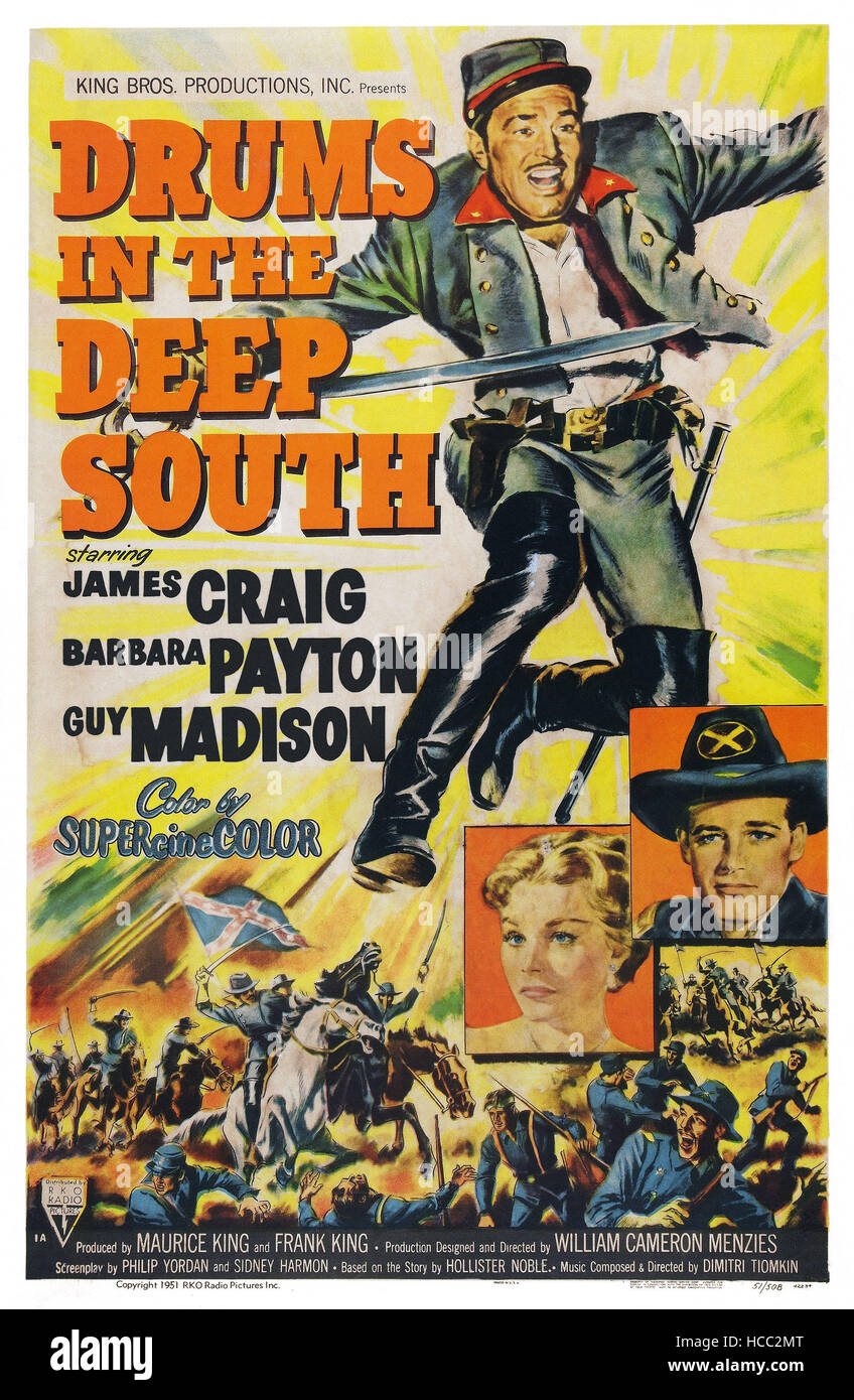 DRUMS IN THE DEEP SOUTH, US poster art, from top: James Craig, Barbara ...