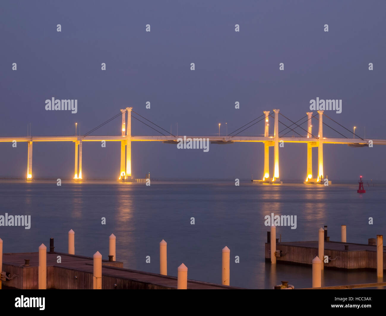 Amizade Bridge and port at Fisherman's Wharf of Macau Stock Photo - Alamy