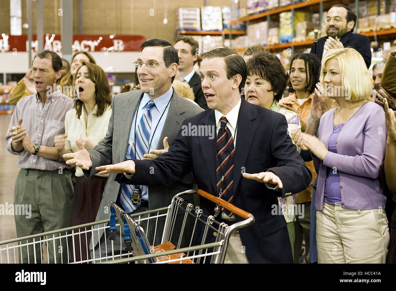 EMPLOYEE OF THE MONTH, foreground center, in suits: Tim Bagley, Sean ...