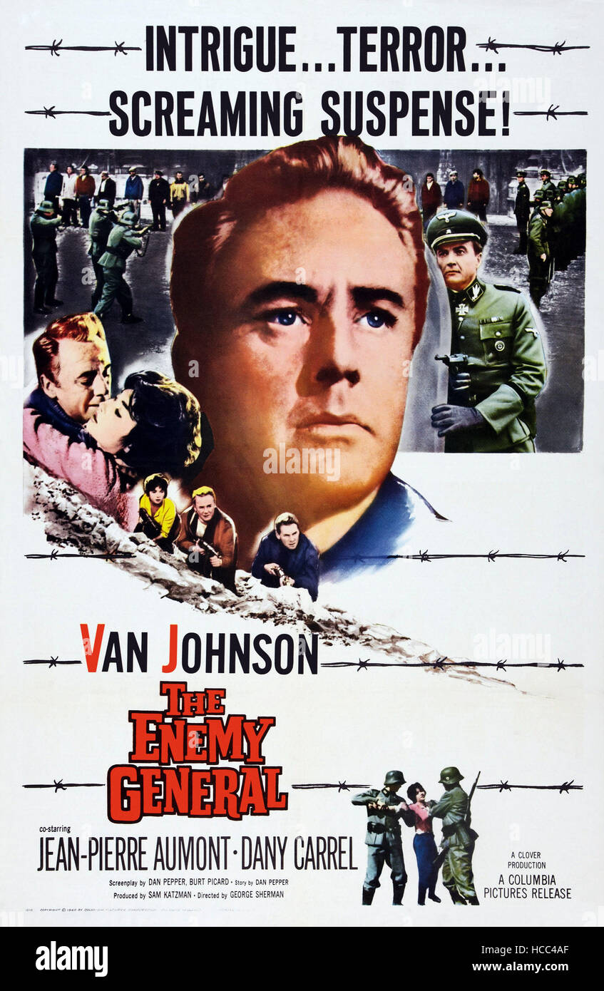 THE ENEMY GENERAL, US poster art, center: Van Johnson; below: Dany ...