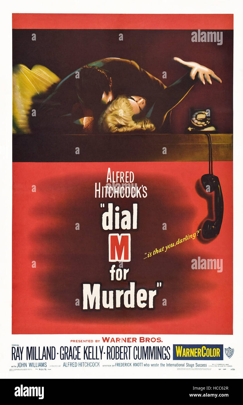 DIAL M FOR MURDER, US poster, top: Anthony Dawson; bottom: Grace Kelly ...