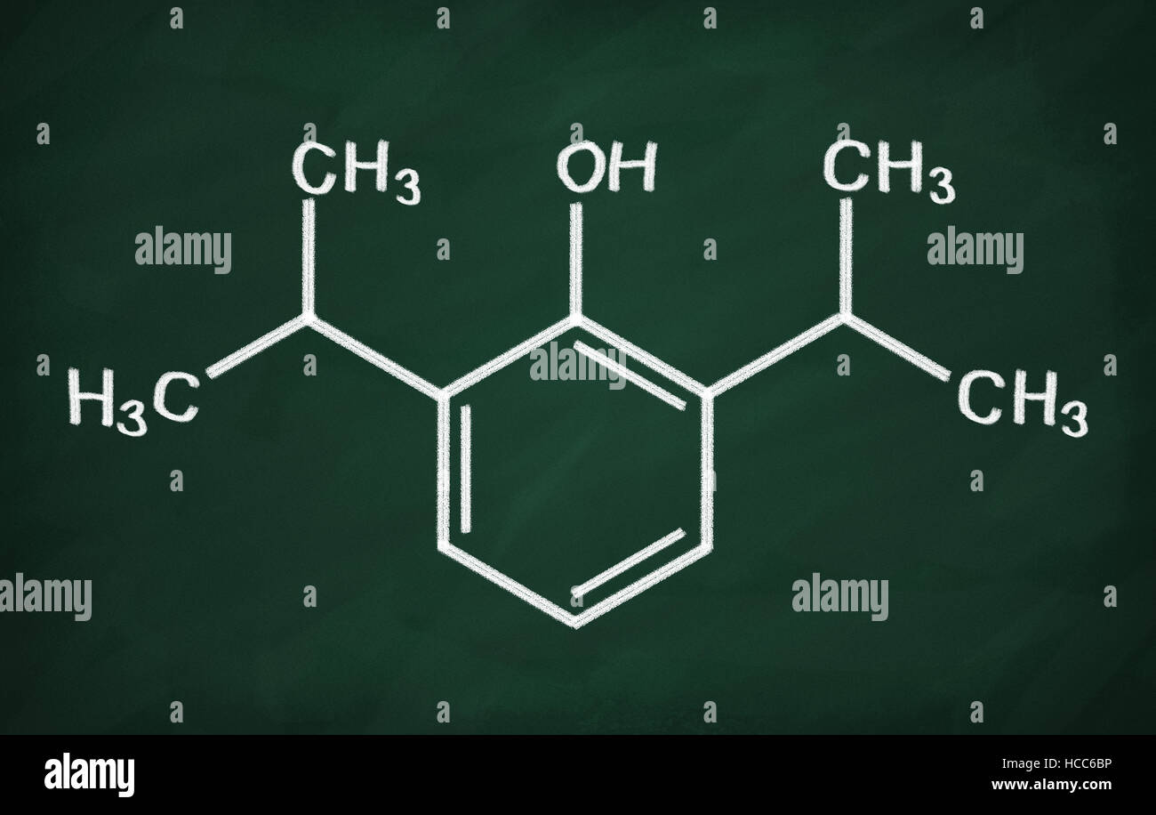 Structural model of Propofol on the blackboard Stock Photo - Alamy