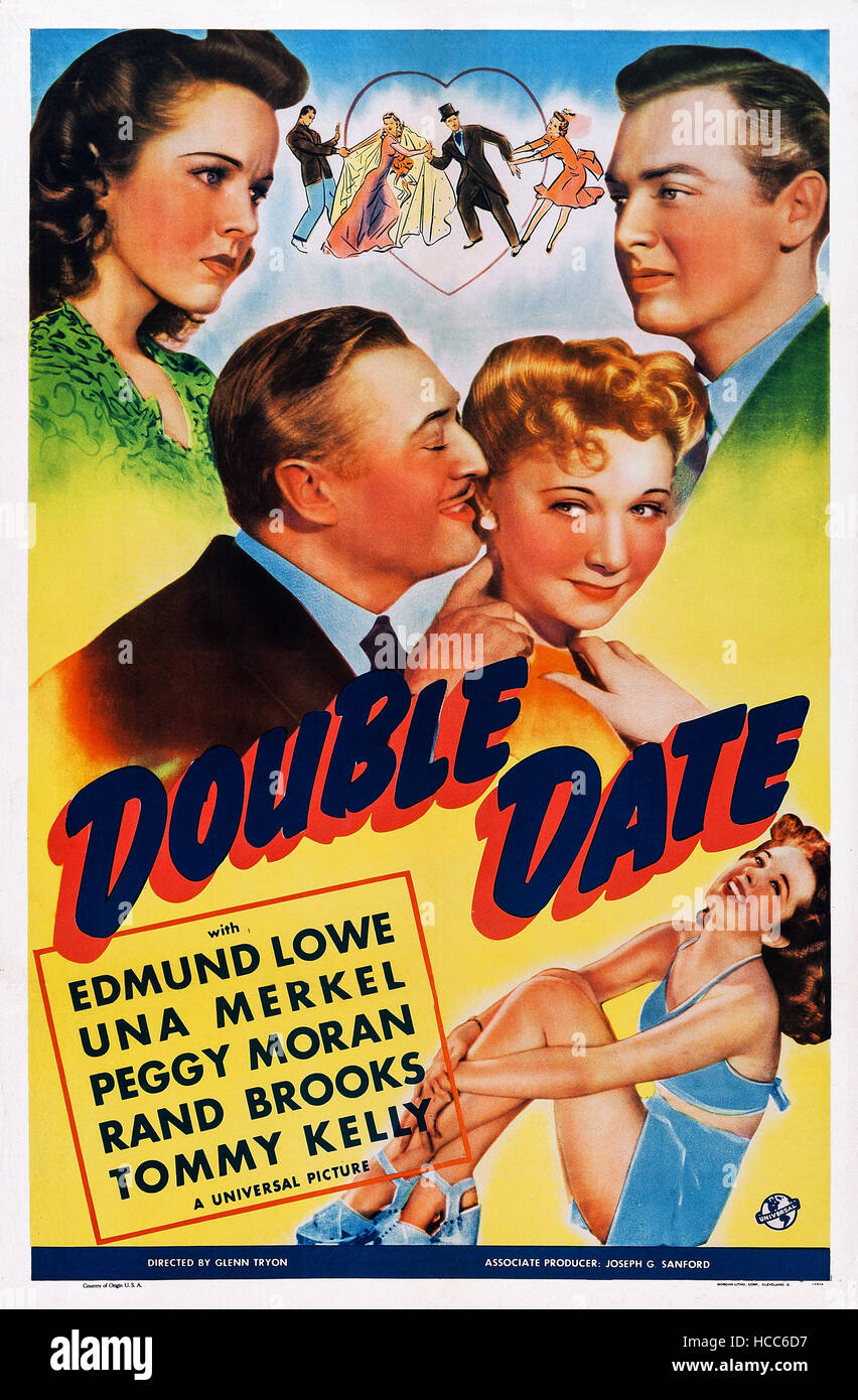 DOUBLE DATE, US poster, top from left: Peggy Moran, Rand Brooks, center ...