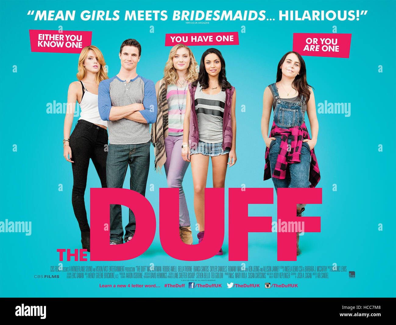 THE DUFF, British poster, from left: Bella Thorne, Robbie Amell, Skyler ...