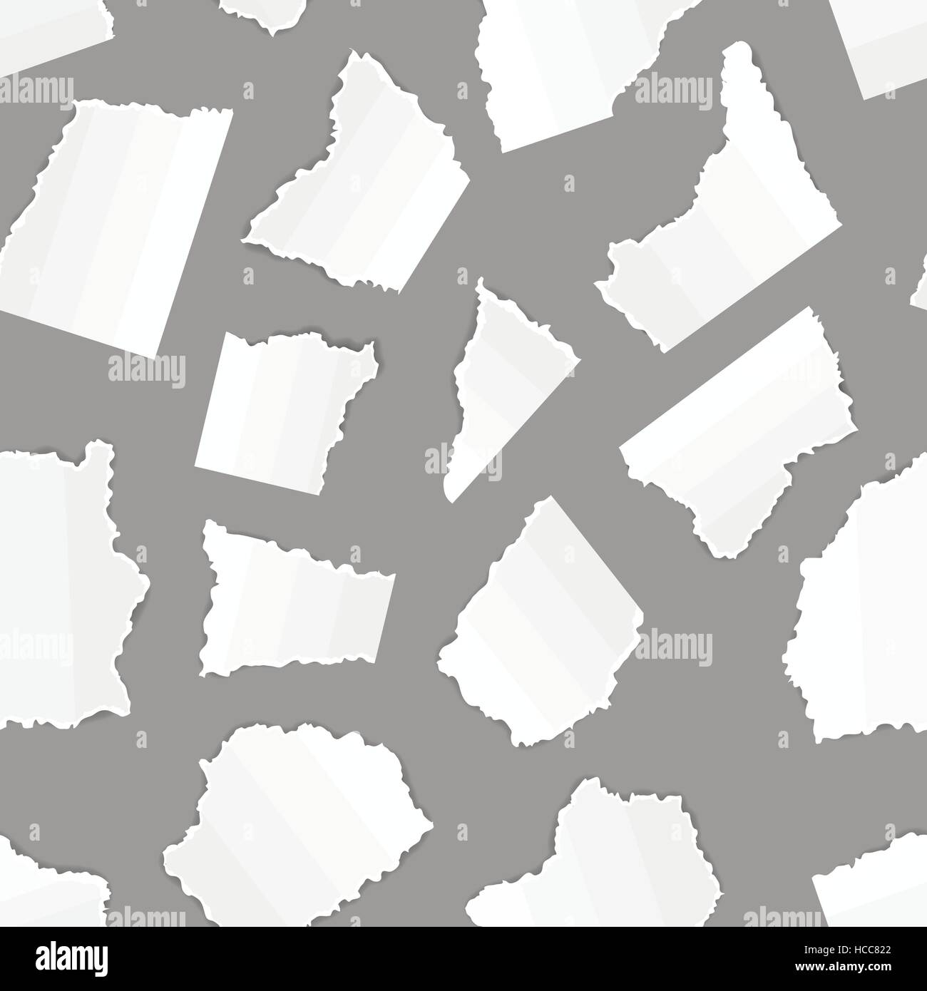 A lot of white torn paper pieces on grey background, seamless pattern ...
