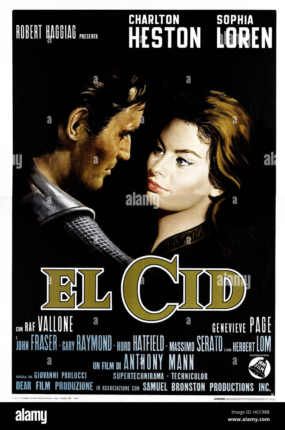 EL CID, U.S. poster, from left: Charlton Heston, Sophia Loren, 1961 ...