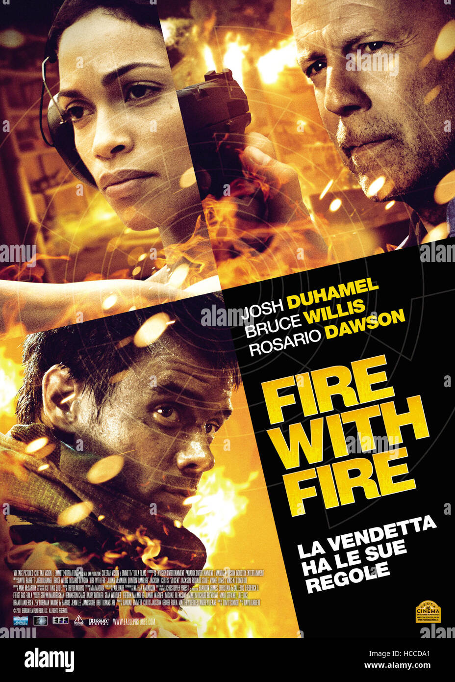 FIRE WITH FIRE, Italian poster art, Rosario Dawson (top left), Bruce ...