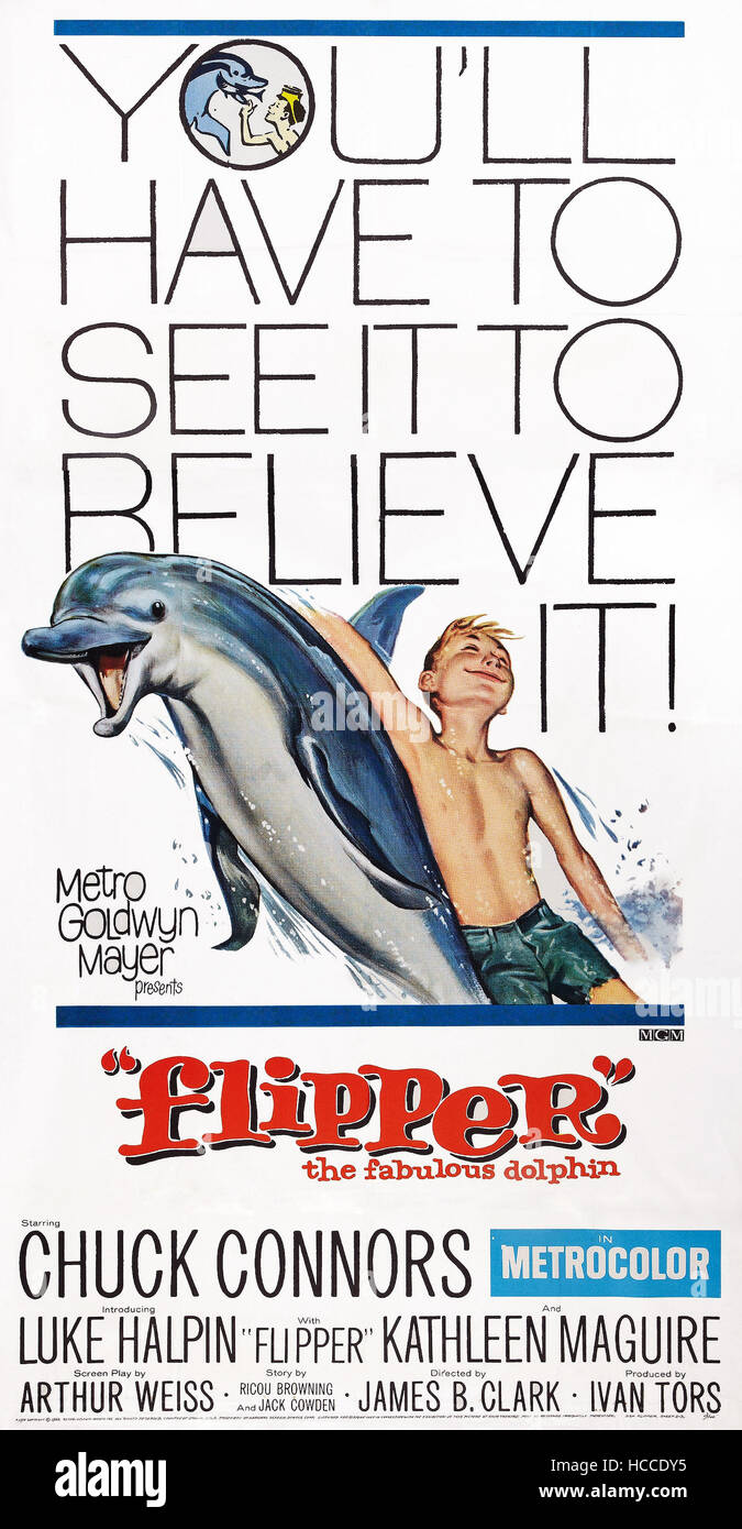 FLIPPER, US poster art, Luke Halpin, 1963 Stock Photo - Alamy