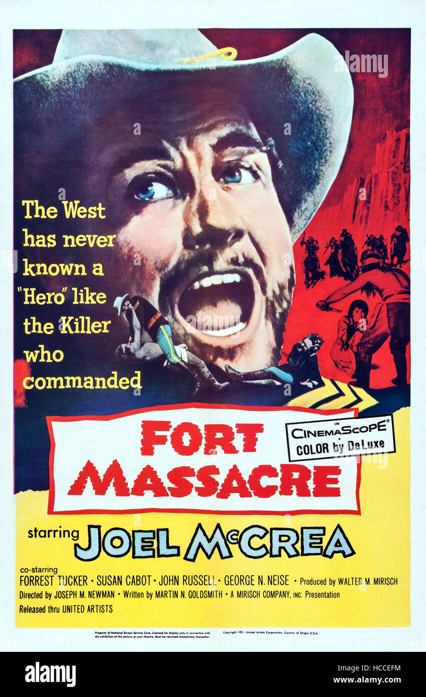 FORT MASSACRE, US poster art, Joel McCrea, 1958 Stock Photo - Alamy