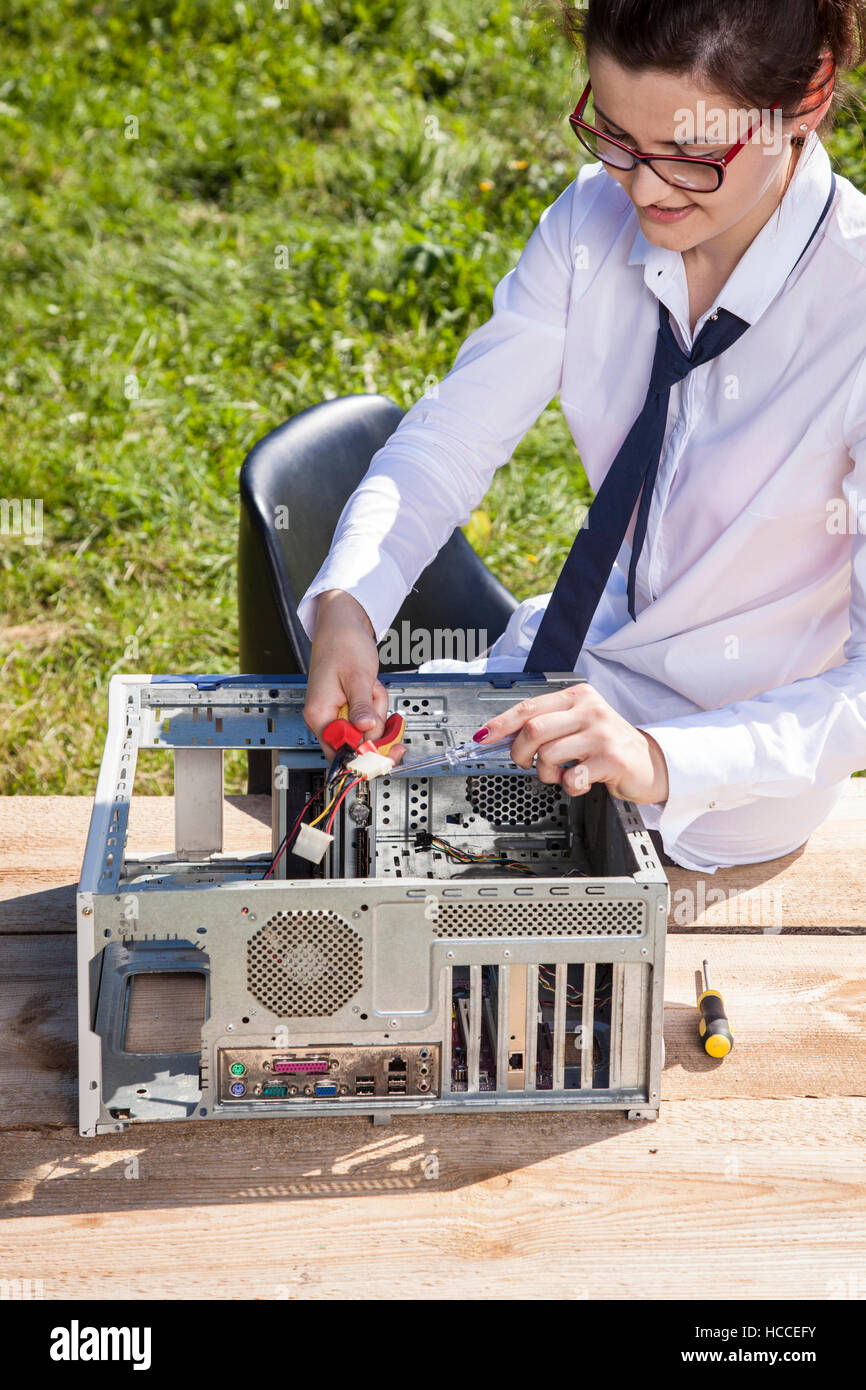 Woman repairs computer hi-res stock photography and images - Alamy