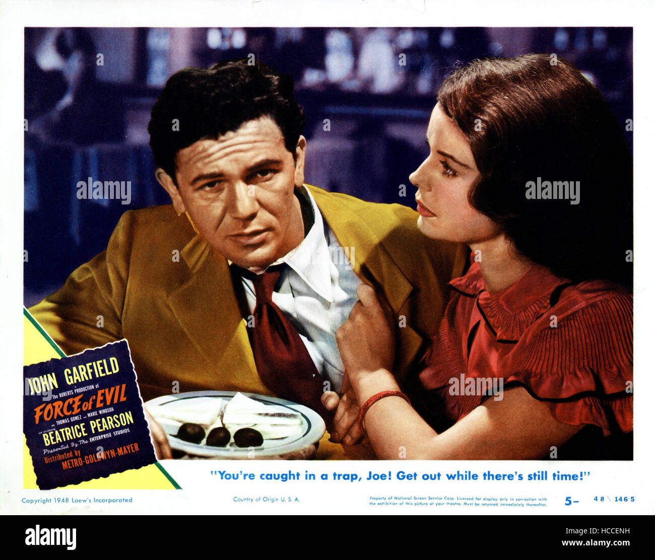 FORCE OF EVIL, from left, John Garfield, Beatrice Pearson, 1948 Stock ...