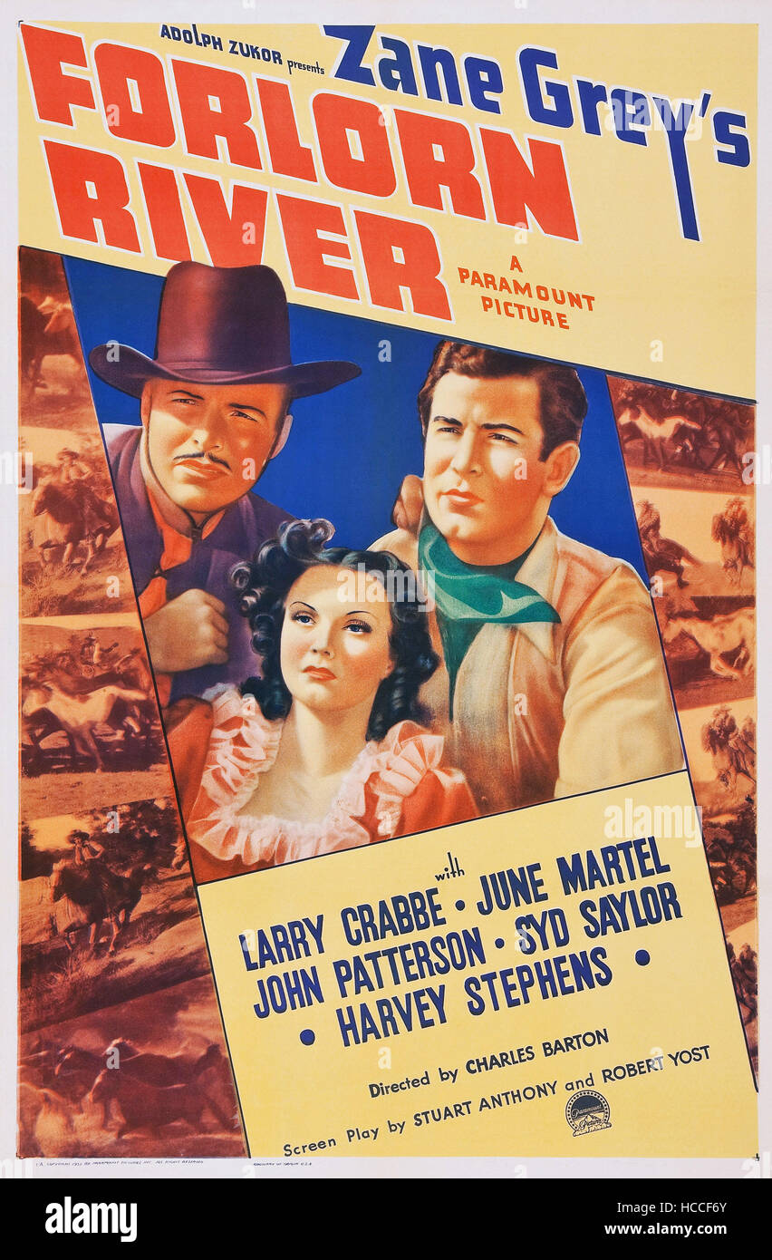 FORLORN RIVER, US poster art, from left: Buster Crabbe as Larry Crabbe ...