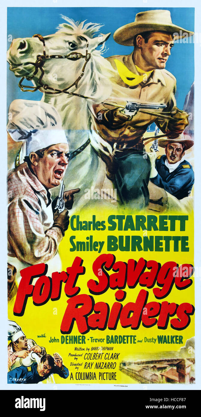 FORT SAVAGE RAIDERS, US poster art, from left: Smiley Burnette, Charles ...