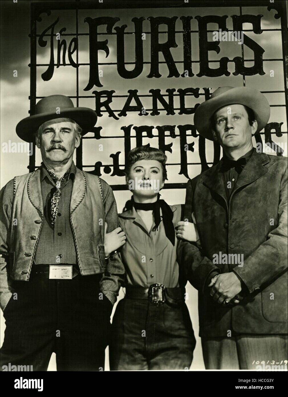 THE FURIES, from left: Walter Huston, Barbara Stanwyck, Wendell Corey ...