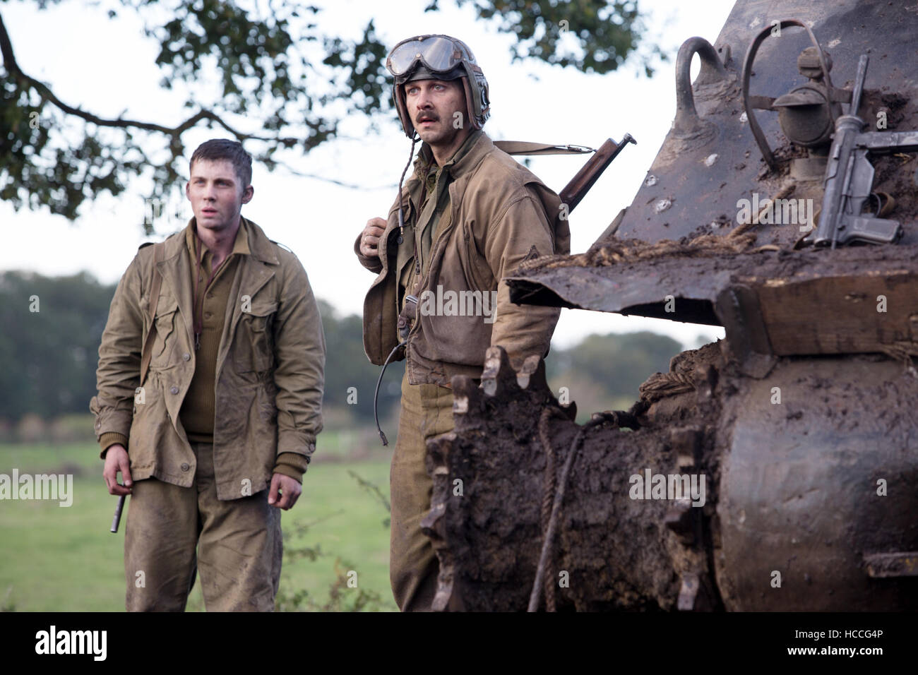 FURY, from left: Logan Lerman, Shia LaBeouf, 2014. ph: Giles Keyte ...