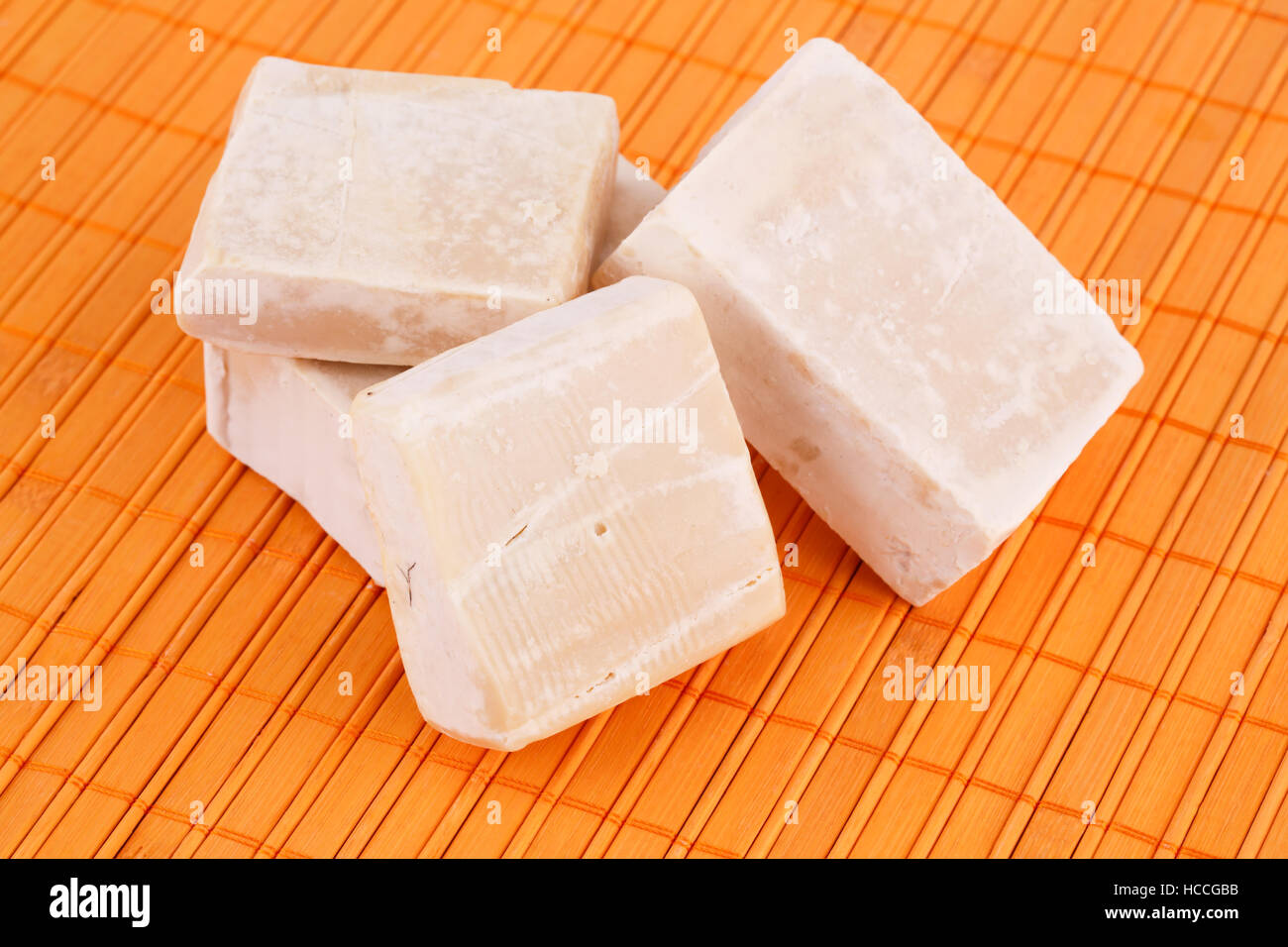 Pile of organic soaps on bamboo background Stock Photo - Alamy