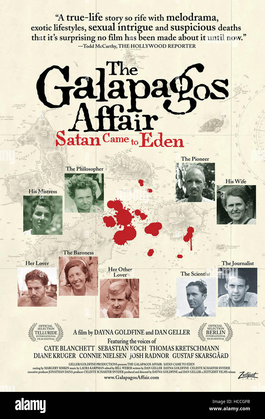 THE GALAPAGOS AFFAIR: SATAN CAME TO EDEN, poster art, top, from left ...