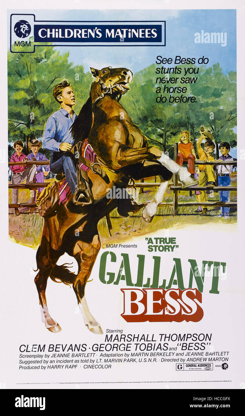 GALLANT BESS, US poster art, Marshall Thompson, 'Silvernip,' the horse ...