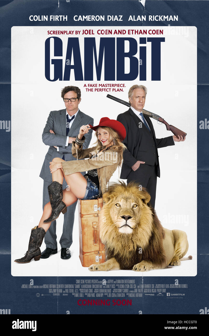 GAMBIT, international poster art, from left: Colin Firth, Cameron Diaz, Alan Rickman, 2012. ©CBS ...