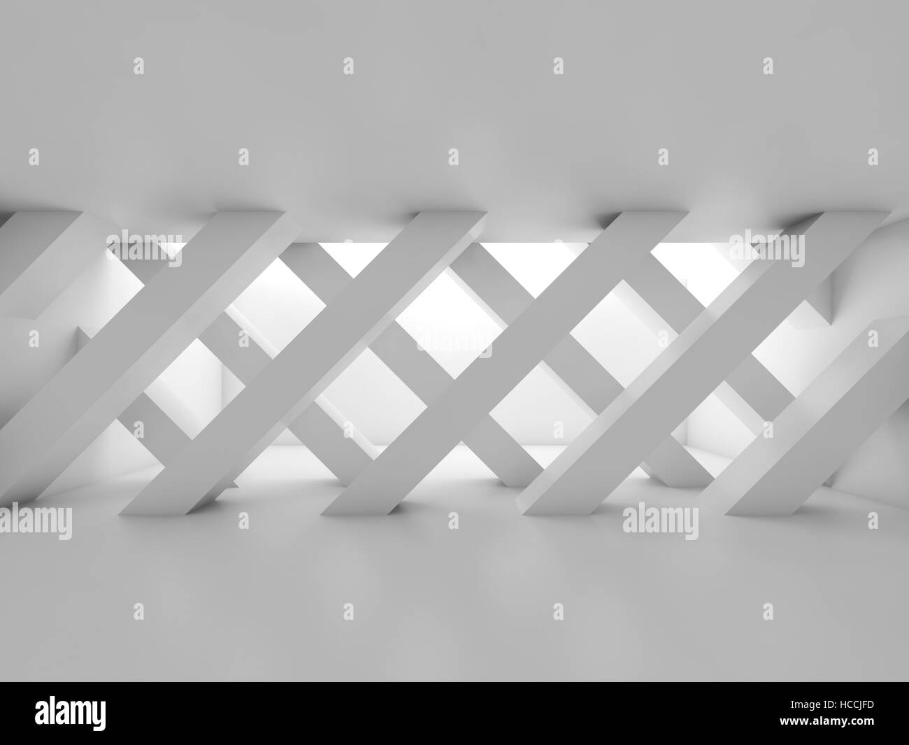 Front view of an abstract empty room with partition made of diagonal ...