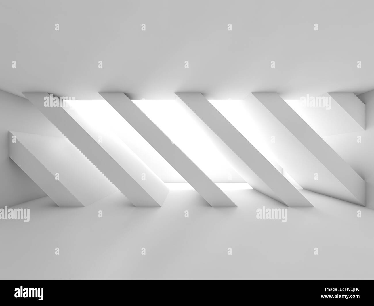 Abstract empty room with diagonal columns in a row, blank white ...