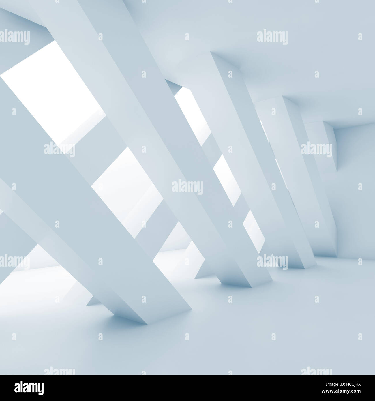 Abstract empty room, partition made of diagonal columns, interior ...