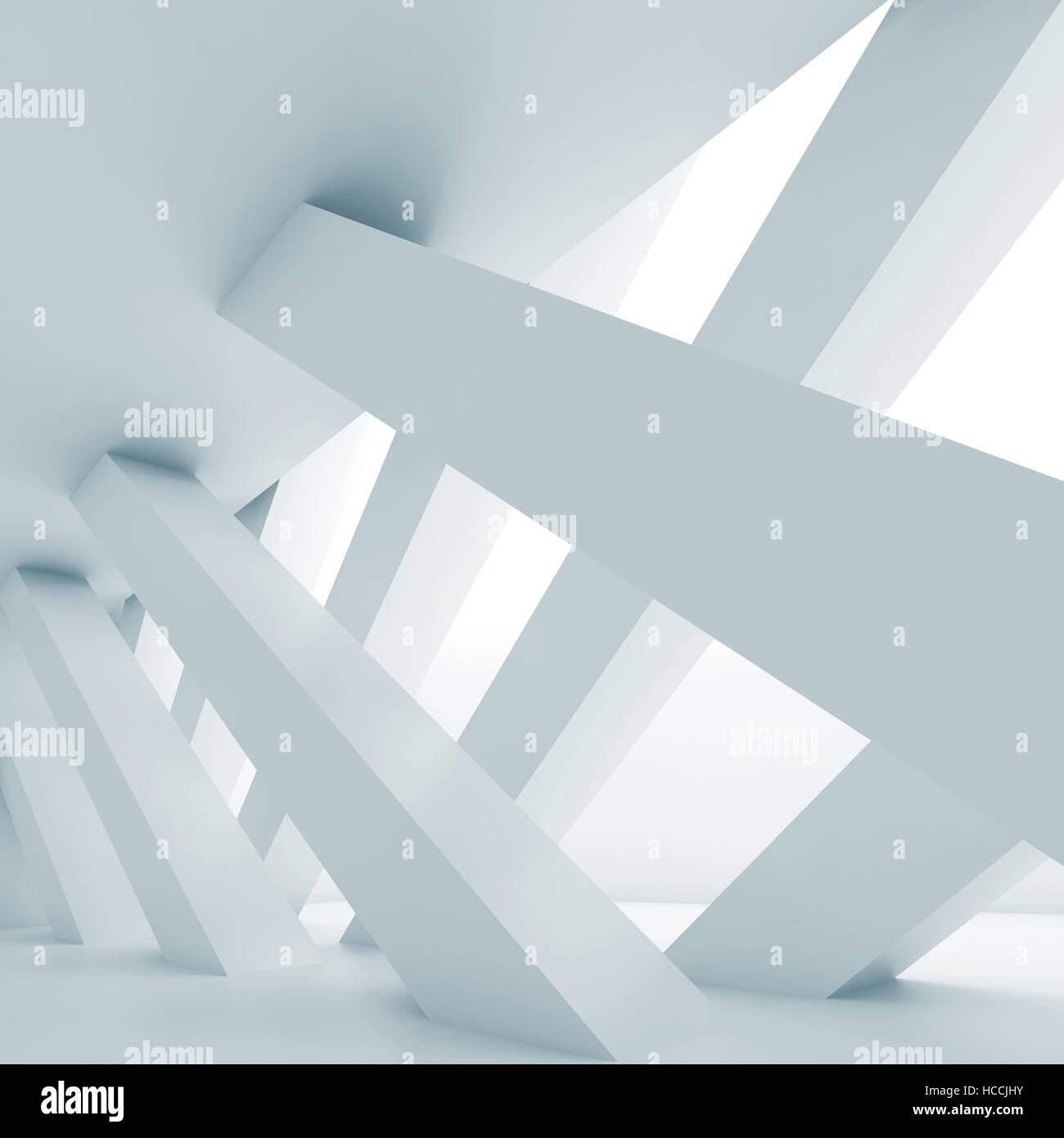 Abstract empty room, partition of diagonal columns, interior background ...