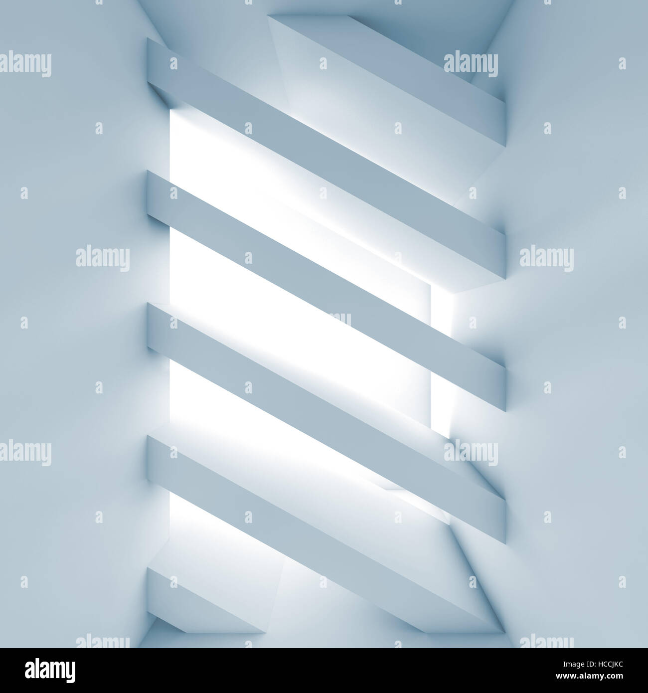 Abstract white empty room with diagonal girders partition, blank ...