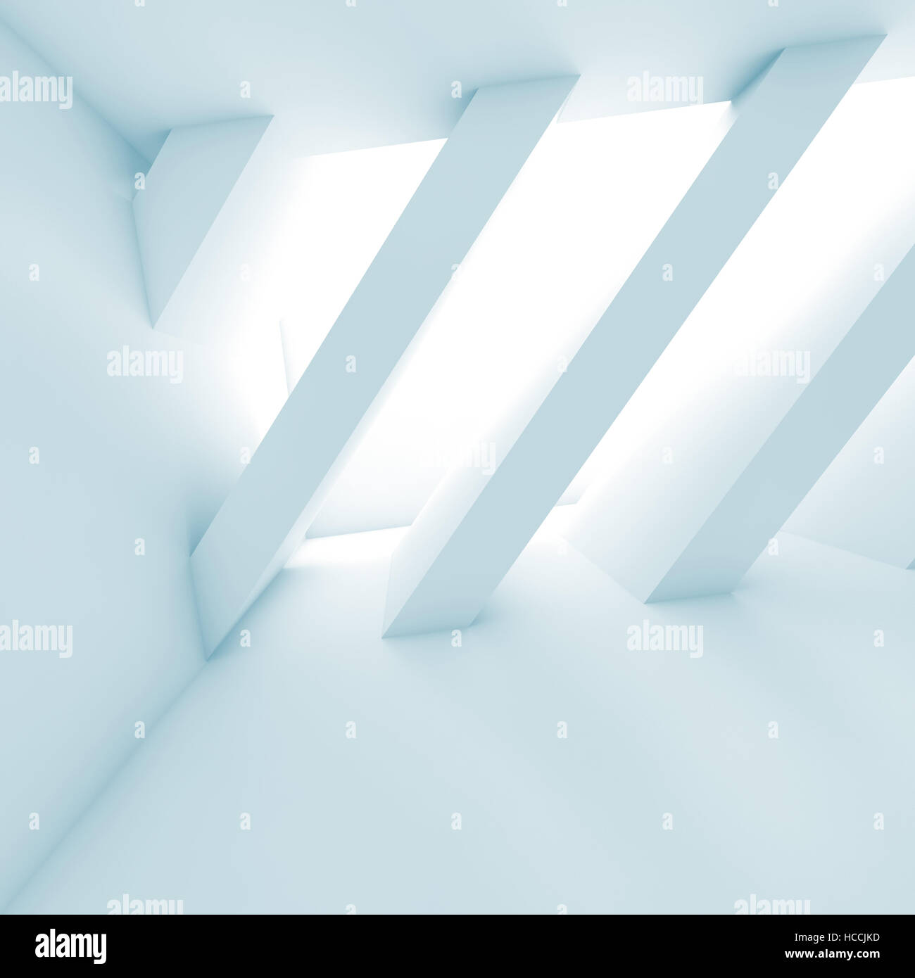 Abstract white empty room with diagonal columns partition, blank ...