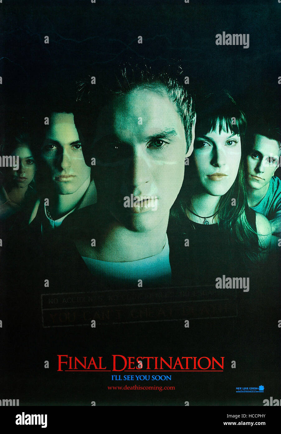 FINAL DESTINATION, advance US poster art, from second left: Kerr Smith ...