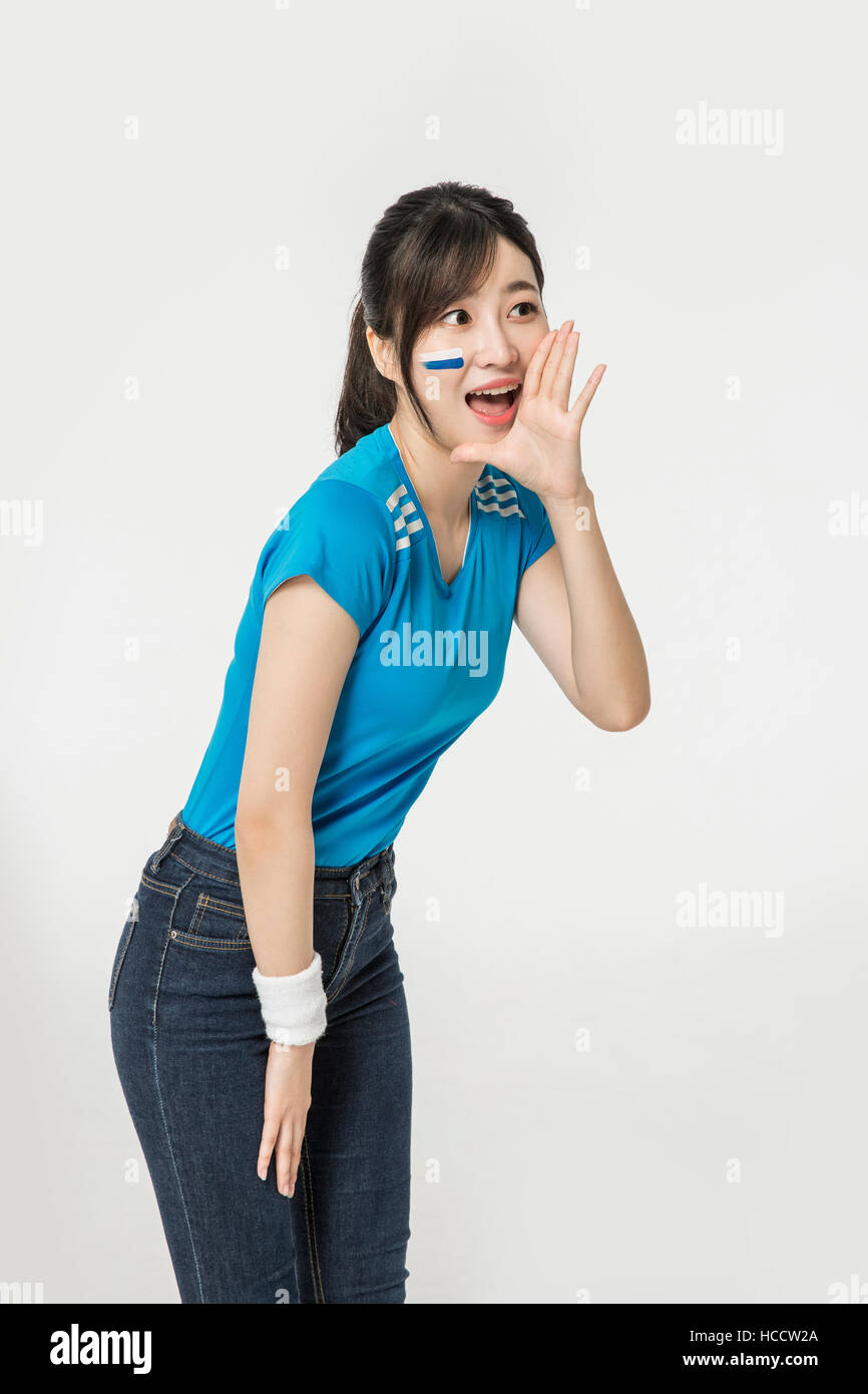 Women shouting smile hi-res stock photography and images - Alamy