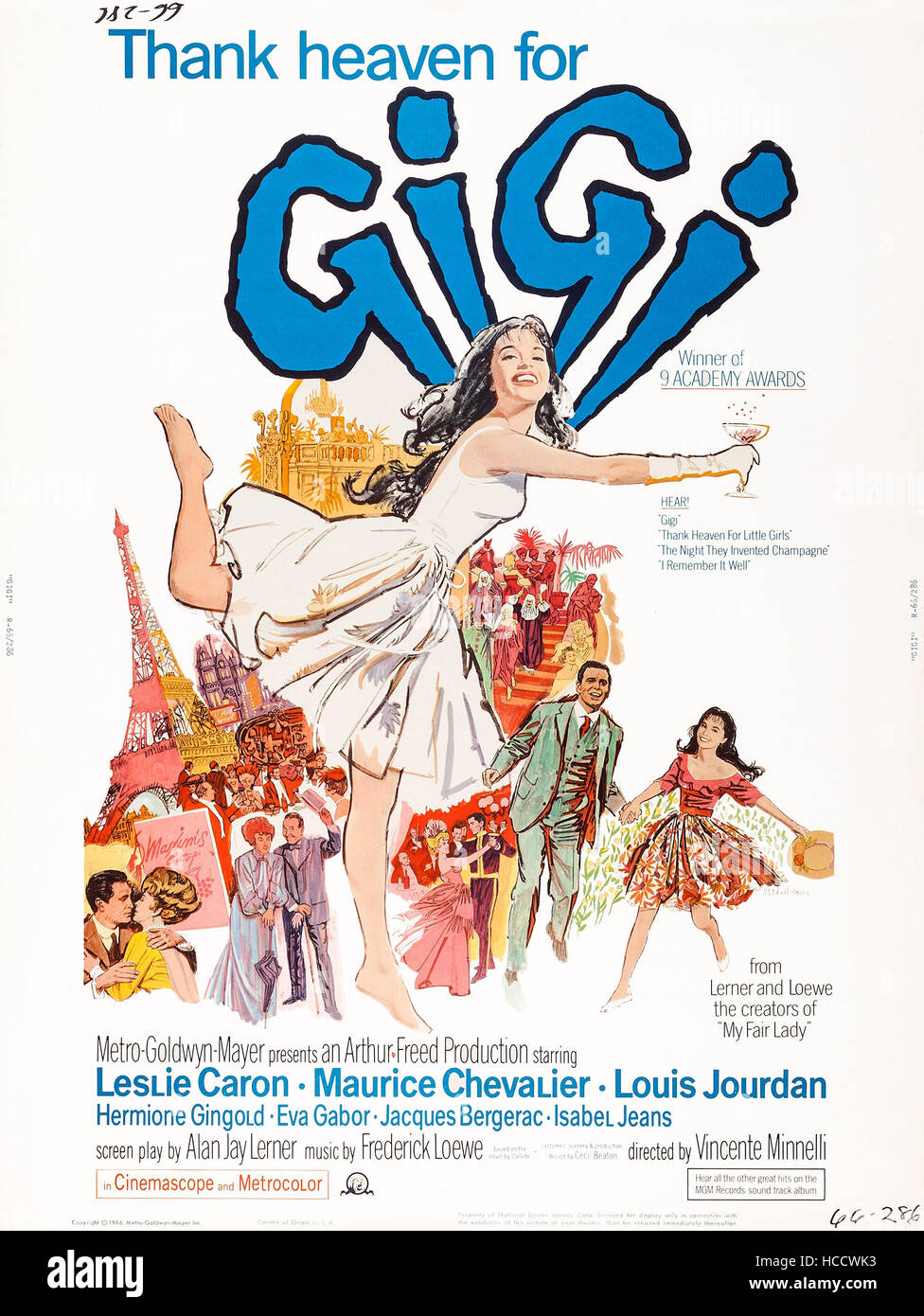 GIGI, US poster, Leslie Caron (center), bottom from left: Jacques ...
