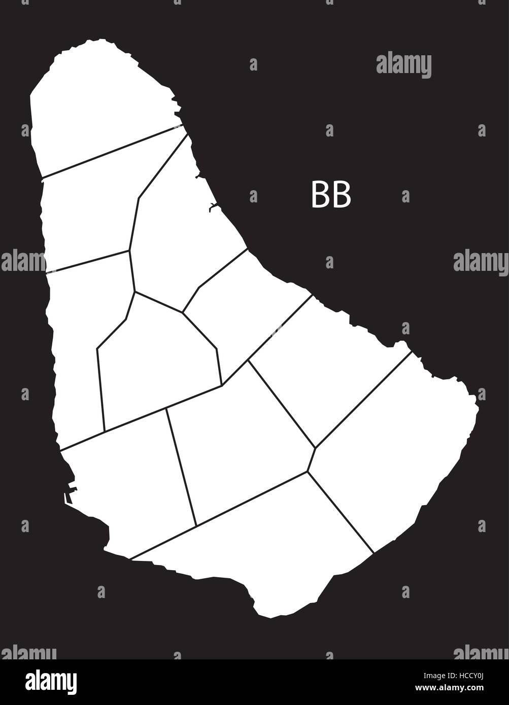 Barbados regions Map black country illustration Stock Vector Image ...