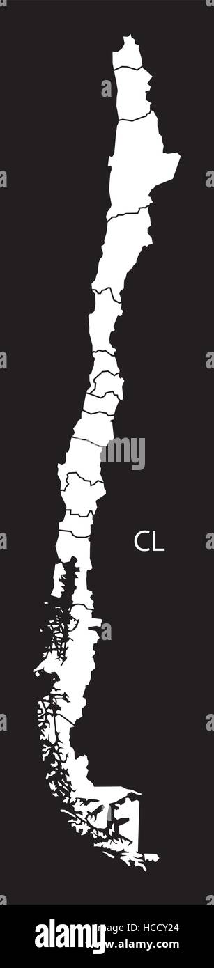 Chile regions Map black country illustration Stock Vector Image & Art ...