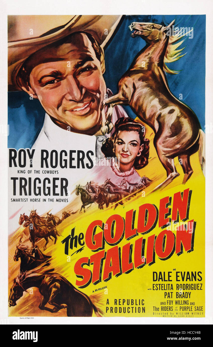 THE GOLDEN STALLION, US poster art, from top: Roy Rogers, Dale Evans ...