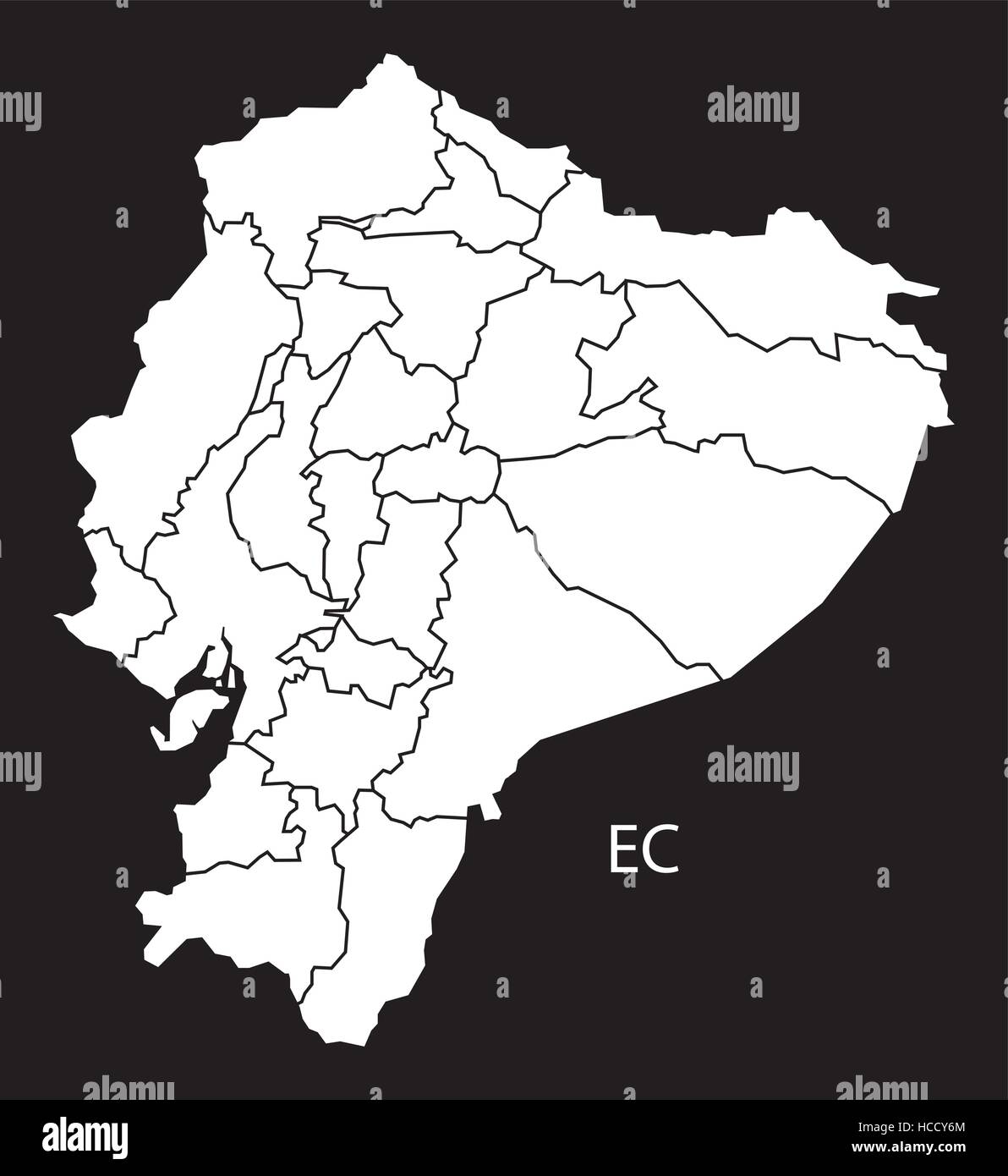 Ecuador provinces Map black country illustration Stock Vector Image ...