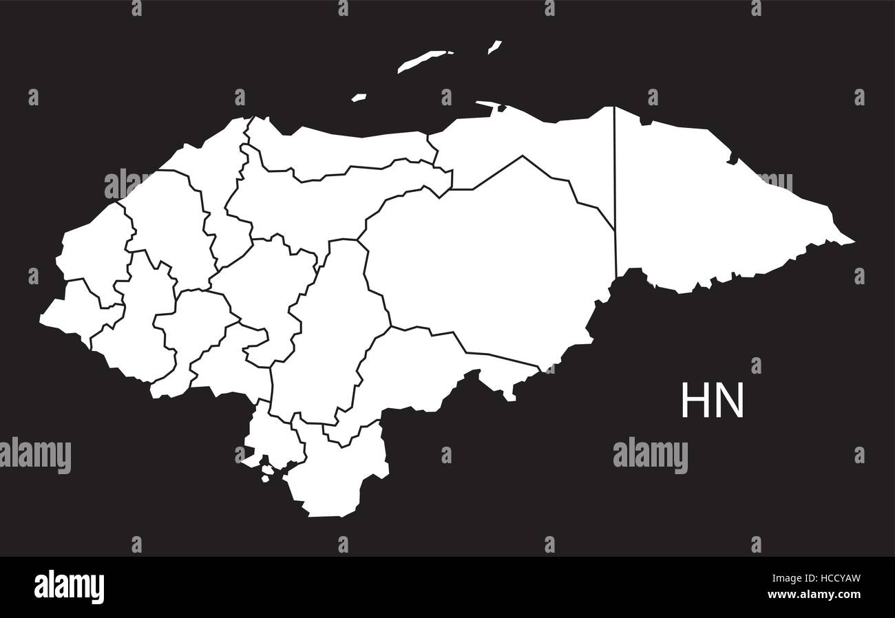 Honduras departments Map black country illustration Stock Vector Image ...