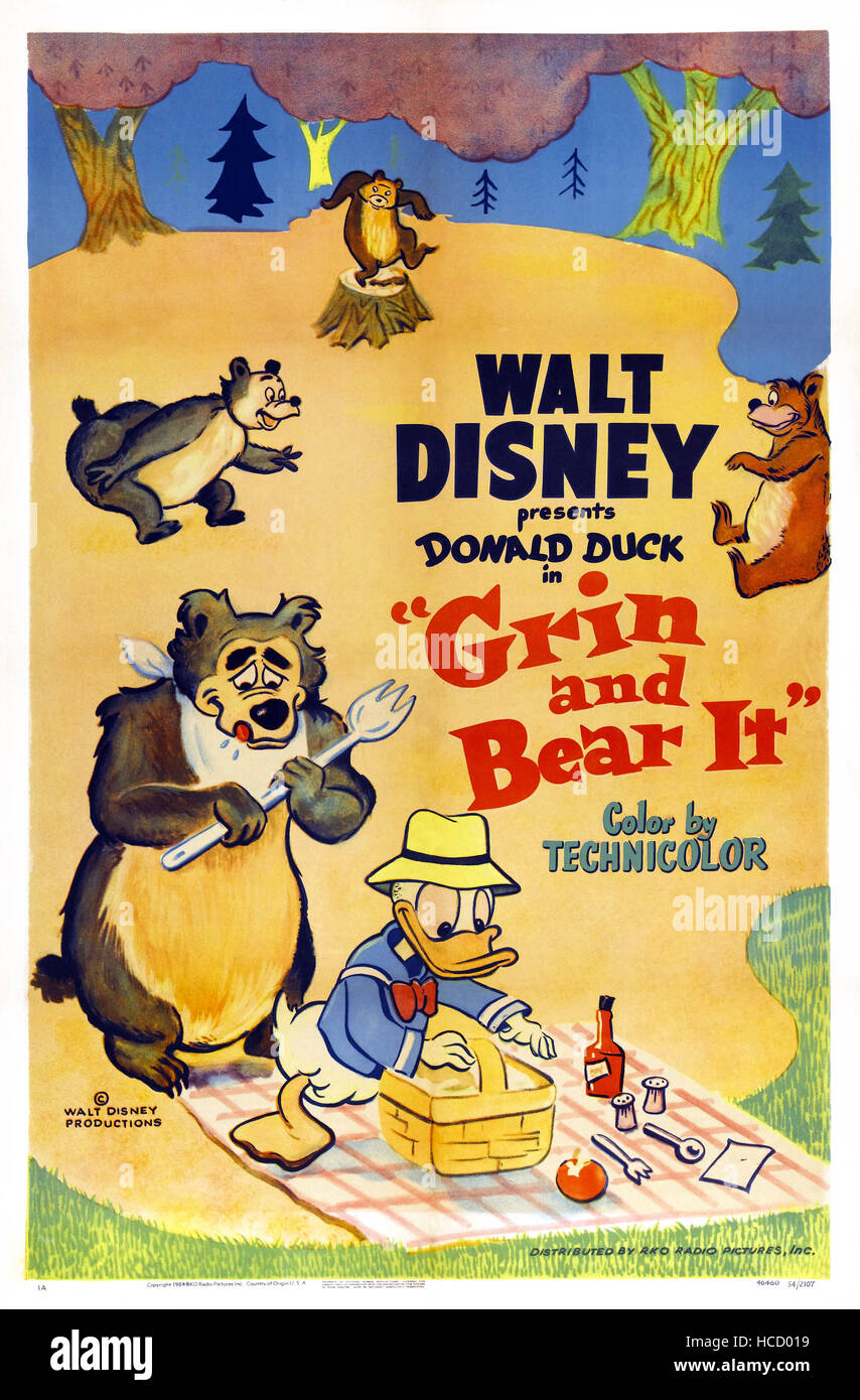 GRIN AND BEAR IT, US poster, from left: Humphrey the Bear, Donald Duck ...