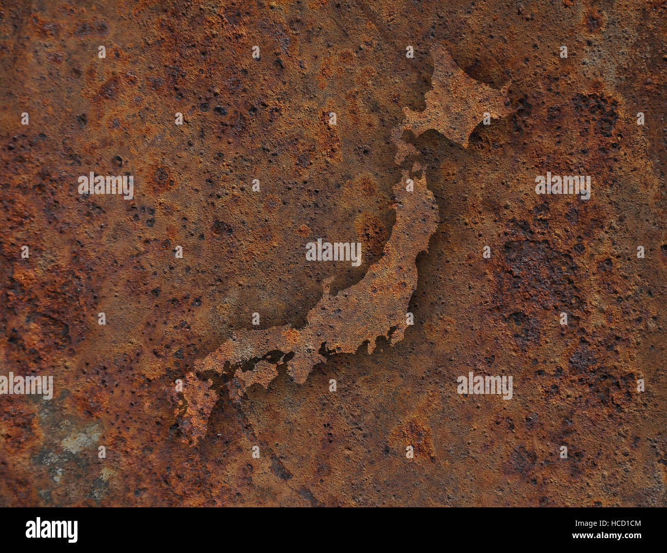 Map of japan on rusty metal hi-res stock photography and images - Alamy