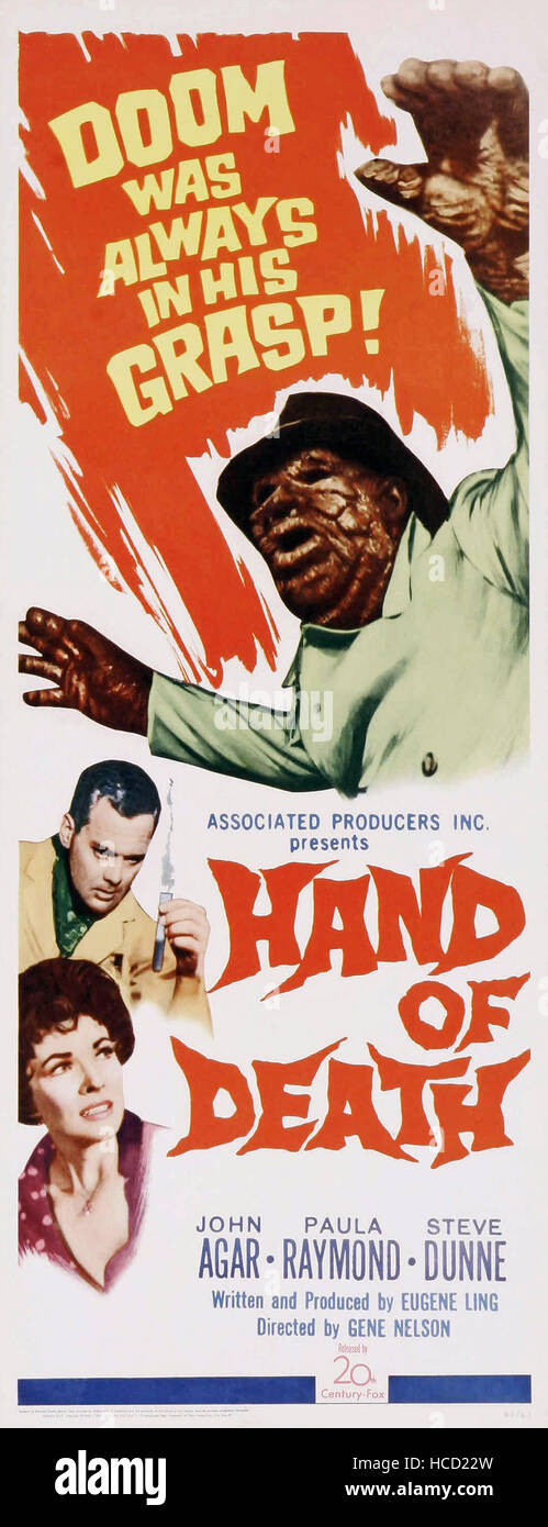HAND OF DEATH, US poster art, left: John Agar, Paula Raymond,1962. TM ...