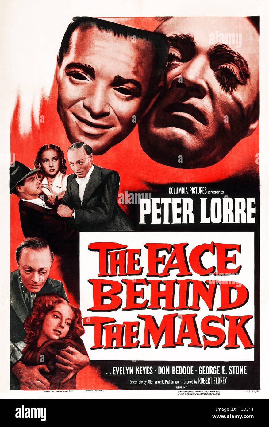 THE FACE BEHIND THE MASK, top: Peter Lorre, center l-r: James Seay ...