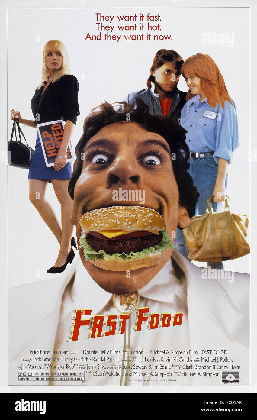 FAST FOOD, US poster, from left: Traci Lords, Jim Varney, Clark Brandon ...