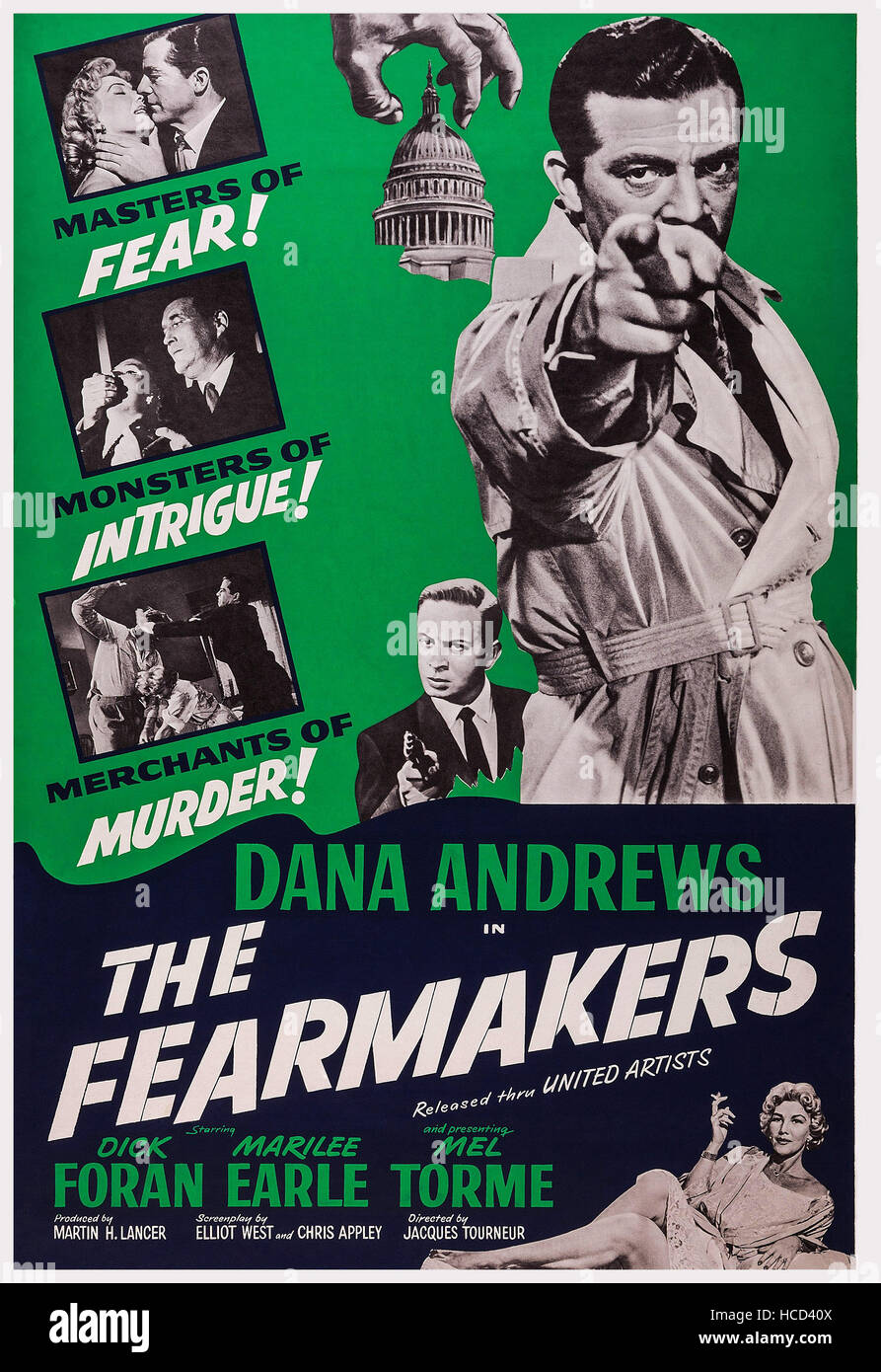 THE FEARMAKERS, US poster art, clockwise from center: Mel Torme, Dana ...