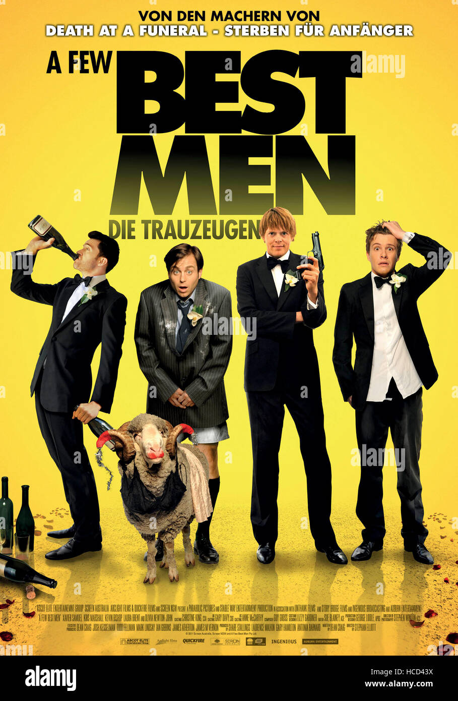 A FEW BEST MEN, Swiss poster art, from left: Tim Draxl, Kevin Bishop ...